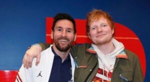Lionel Messi posó junto a Ed Sheeran luego de marcar su primer gol en PSG